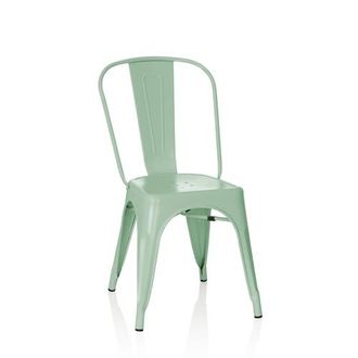 hjh OFFICE 645040 Chaise bistrot VANTAGGIO Brush Métal Vert Pastel, Style Industriel, empilable