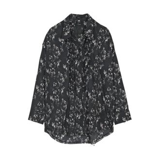 R13 Femme, Blouses et Chemises, Noir, Taille: 38 FR Shredded Seam Ruffle Shirt