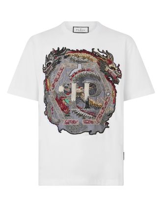 Philipp Plein Round Neck T-Shirt Dragon