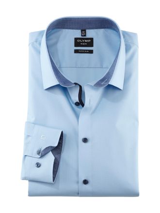 Olymp Herren Oberhemd Langarm No. Six,Einfarbig,super Slim,Urban Kent,hellblau 10,41