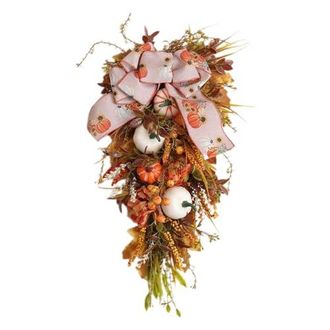 Generico Swag en larmes artificielles - Couronne d&eacute;corative rustique | Bottine dautomne exquise | D&eacute;coration de pendants de porte dentr&eacute;e dautomne | Griffe sai