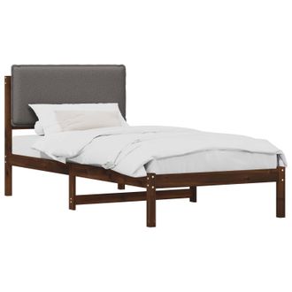 vidaXL Letto Con Testiera Rivestita Marrone Scuro E Grigio Chiaro Vidaxl