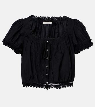 D&ocirc;en D&ocirc;en Top Nera en coton &agrave; broderies