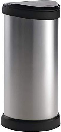 Curver Poubelle Touch, 40L - Poubelle Haute Aspect Métal - Pour Cuisine, Bureau, Salle de Bain - Ouverture Pratique avec la Main ou le Coude - 34.9 x 28.2 x 