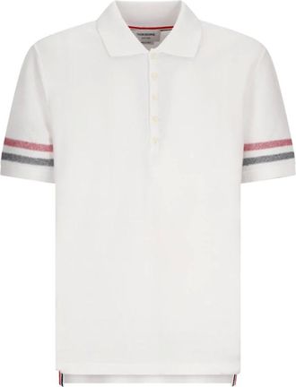 Thom Browne Homme, Tops, Blanc, Taille: 2XL Polo en Maille de Coton