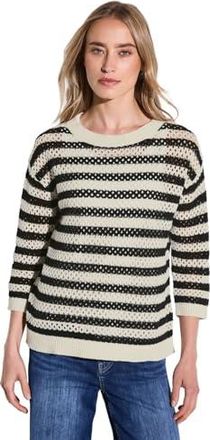 Street One A303245 Pull en Maille rayée, Noir, 40 Femme