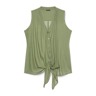 Fiorella Rubino Top aus Baumwolle mit Knoten vorne - - Tops - Damen - Gr&uuml;n - 5XL