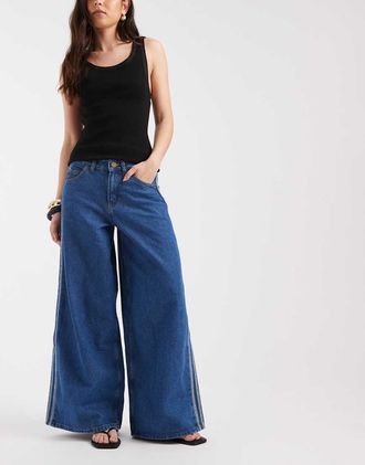 adidas Originals Firebird - Pantalon de surv&ecirc;tement en denim - Bleu vintage