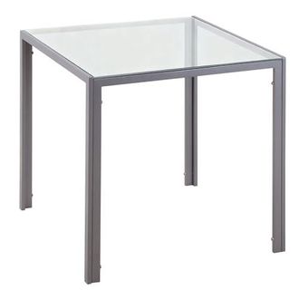 HOMCOM Table &agrave; Manger carr&eacute;e pour 2-4 Personnes, 75 x 75 x 75 cm, Table de Cuisine avec Plateau en Verre tremp&eacute; et Pieds en m&eacute;tal, Style Moderne, Gris