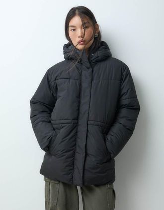 Jack & Jones doudoune mi-longue &agrave; capuche noire