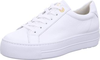 Paul Green Low-Top Sneaker Damen - Eva-Sohle, Elastische Schn&uuml;rsenkel, Softes Leder Komfort - B&uuml;ro & Freizeit Damenschuhe - Wei&szlig; 00x