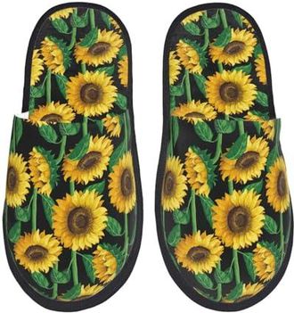 Generic Pantoufles DHiver Tournesol Peluche Pantoufles De Maison Unisexe Chausson Hotel Pour Spa H&ocirc;tel Invit&eacute; M
