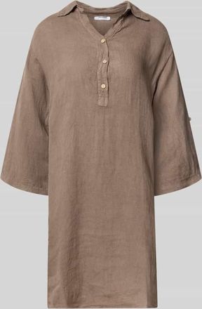 Zabaione Knielanges Leinenkleid mit Hemdblusenkragen Modell Li44ana
