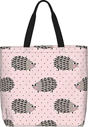 Generic Sac De Courses Motif Mignon De H&eacute;risson Et De Fleurs Sac &Agrave; Provisions R&eacute;utilisable De Grande Capacit&eacute; Sacs En Toile, Pour Shopping, Femmes, &Eacute;cole, Voy