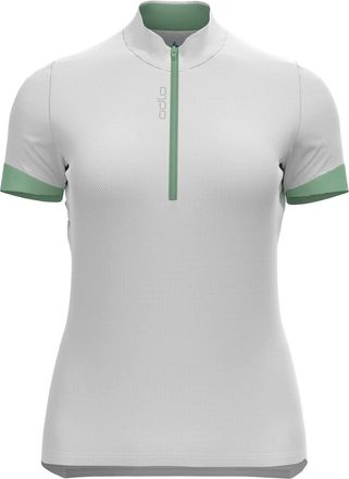 Odlo Damen Radtrikot halber Rei&szlig;verschluss Essentials, White - Hemlock, XS