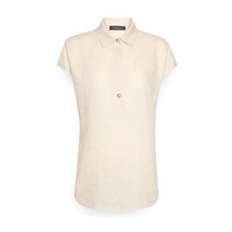 Elena Miro Kurz&auml;rmelige Leinenbluse - - Blouses & Shirts - Damen - Beige - XS