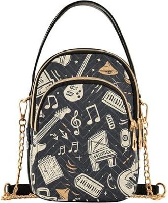 Mnsruu Sac à bandoulière pour femme avec sangle réglable - Motif musique rock rétro