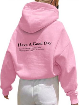 Onsoyours Sweats à Capuche Femme Impression De Motifs Have a Good Day Sweat-Shirt Pull avec Cordon Casual Manche Longue Hoodies Automne Hiver Chaud Streetwear A