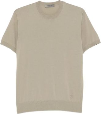 Corneliani Homme, Tops, Beige, Taille: L T-shirt en maille de coton