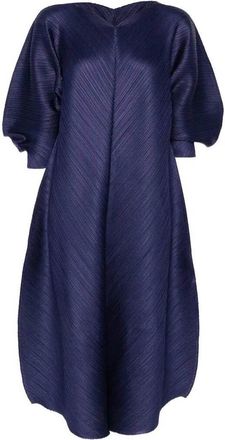 Pleats Please Issey Miyake Knielanges Kleid - Blau