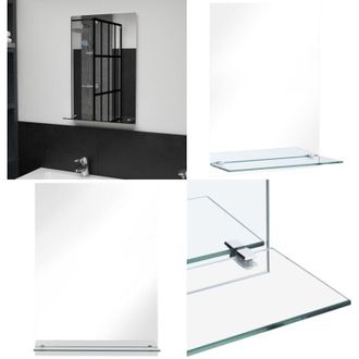 vidaXL Miroir mural avec &eacute;tag&egrave;re 40x60 cm Verre tremp&eacute; - Miroir Mural - Miroir Avec &Eacute;tag&egrave;re - Miroir Salle De Bain - D&eacute;coration Murale - Meuble Salle De