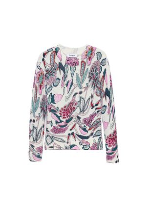 Desigual Damen Woman Flat Knit Thin Gauge Pullover Sweater, Weiß, XL EU