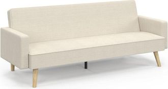 IDMarket Canap&eacute; droit scandinave 3 places convertible LARS en velours c&ocirc;tel&eacute; beige