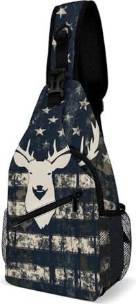 Generic Sacoche Port&eacute; &eacute;paule Camouflage drapeau am&eacute;ricain USA pour la chasse au cerf Casual Sac De Poitrine L&eacute;ger Sac &agrave; Poitrine pour Cyclisme Homme Voyage