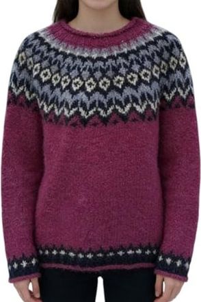Generic Pull tricot&eacute; vintage &agrave; col rond et manches longues pour femme Motif Fair Isle, b, 5XL