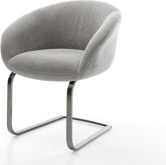 DELIFE Freischwinger Vinka-Flex mit Armlehnen Strukturstoff Soft Grau Freischwinger flach Graphit Taschenfederkern, Esszimmerstühle