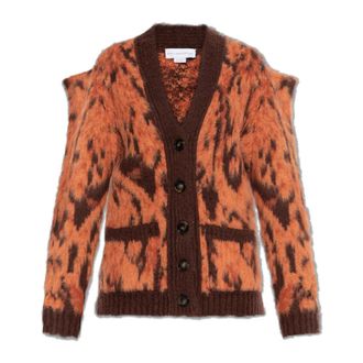 Stella McCartney Cloud Leopard V-Neck Cardigan - - Knitwear - Damen - Orange - S