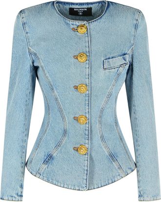 Balmain Veste de coton bleu clair balmain