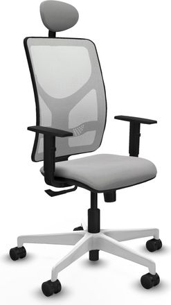 Piqueras y Crespo Drehstuhl mit 1D-Armlehnen, h&ouml;henverstellbarer Lendenwirbelst&uuml;tze und festem Kopfteil, ausgestattet mit Sincro 3 Positionen und Schneideschaum, Wei&szlig;/H