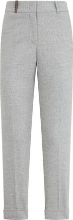 PESERICO Femme, Pantalons, Gris, Taille: 44 FR Pantalon Cropped &Eacute;l&eacute;gant