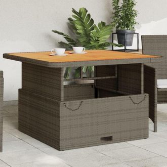 vidaXL Gartentisch Grau 110x110x71 cm Poly Rattan und Akazienholz - Vidaxl