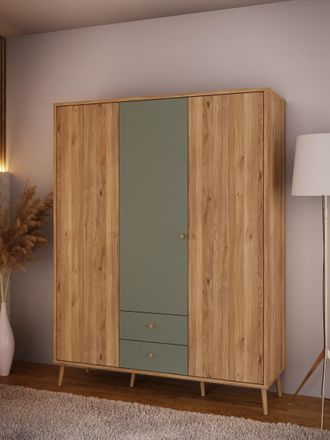 M&ouml;belando Dreht&uuml;renschrank >WHENUA< in Mauvella Eiche/Salbei - 154,2x201,5x52,2cm (BxHxT)