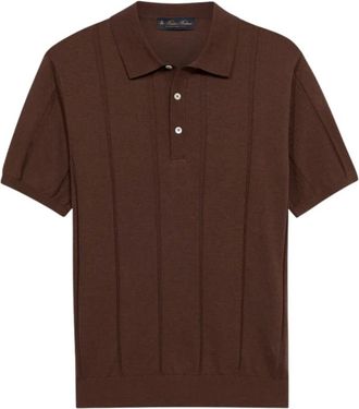 Brooks Brothers Homme, Pulls, Brun, Taille: 2XL Cotton Linen Knit-Polo