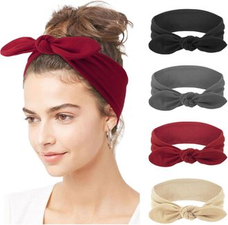 Dreshow 4 St&uuml;ck Damen Stirnband Kopfband Haarband Turban Elastische Stirnband Haarb&auml;nder Haarschmuck f&uuml;r M&auml;dchen