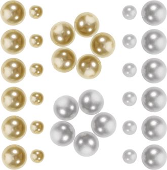 Lurrose 300 St&uuml;ck Vase F&uuml;llperlen ohne Loch K&uuml;nstliche Wei&szlig;e und Hellgelbe Perlen Dekorative Vase F&uuml;ller f&uuml;r Tischdekoration DIY Schmuck Bastelzubeh&ouml;r Leicht 