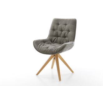 DELIFE Drehstuhl Taimi-Flex Boucl&eacute; Soft Schlamm Holzgestell kantig Natur 360&deg; drehbar, Esszimmerst&uuml;hle