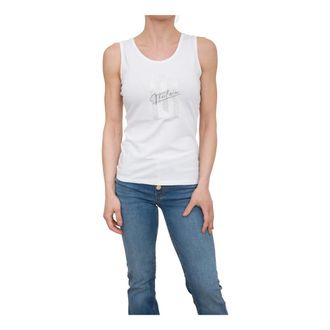Fracomina Cotton Top with Rhinestones - Femme - Tops - Blanc - Taille: 44 FR