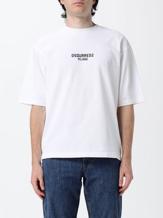 Dsquared2 T-shirt en coton &agrave; &eacute;paules tombantes avec logo contrastant