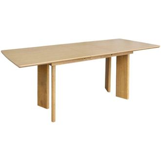 Sweeek Table &agrave; manger rectangulaire extensible bois dh&eacute;v&eacute;a et placage ch&ecirc;ne naturel 6-8 places 170-210cm - Albane