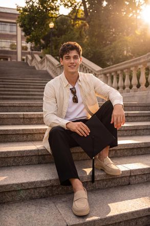 Trendyol MAN Herren Ecru Gestreift Lang Slim Fit Hemden