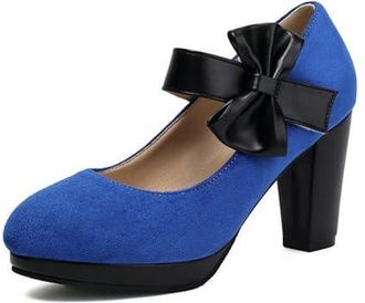 Generic Mary Jane - Escarpins &agrave; talon haut - Bout rond - Pour femme, bleu, 40.5 EU