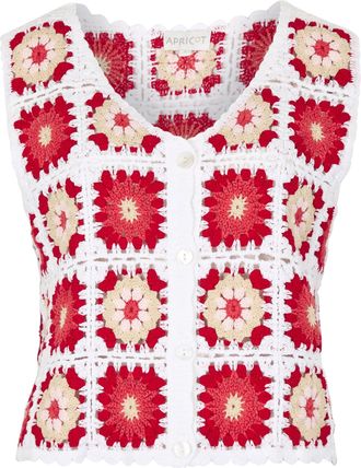 Apricot Crochet Squares Vest Top
