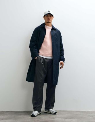 Asos Oversize-Trenchcoat in Marineblau