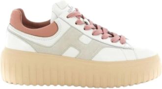 Hogan Femme, Chaussures, Blanc, Taille: 38 EU Baskets &agrave; lacets plateforme en cuir et daim