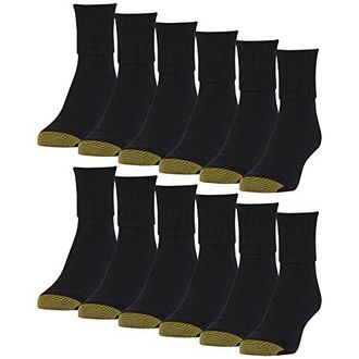 Gold Toe GOLDTOE Classic Turn Cuff Socks, Multipairs Chaussettes, Noir (12 Paires), M (lot Femme