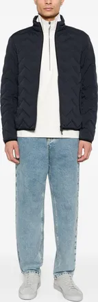 Emporio Armani Chevron Quilted Down Jacket - Navy